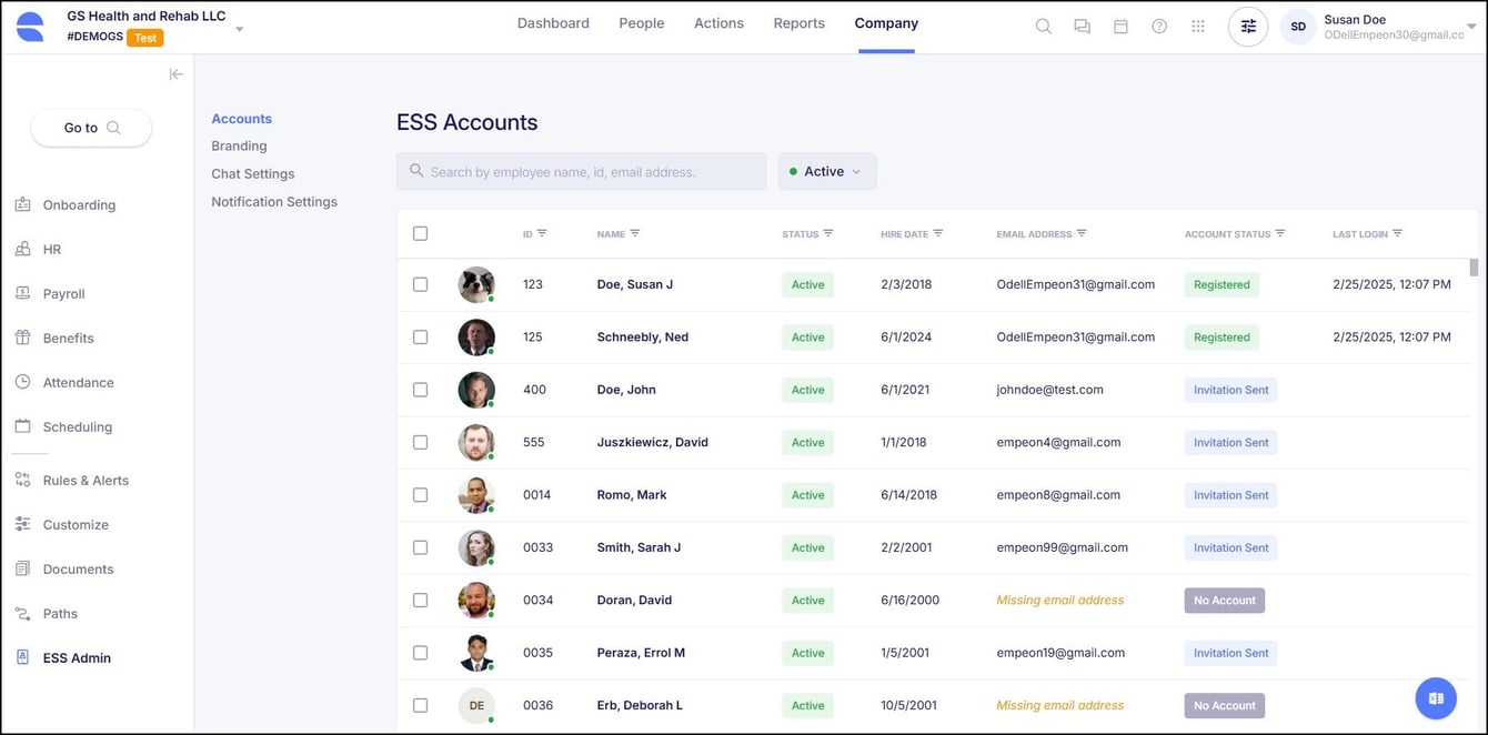 ESS Account Administration